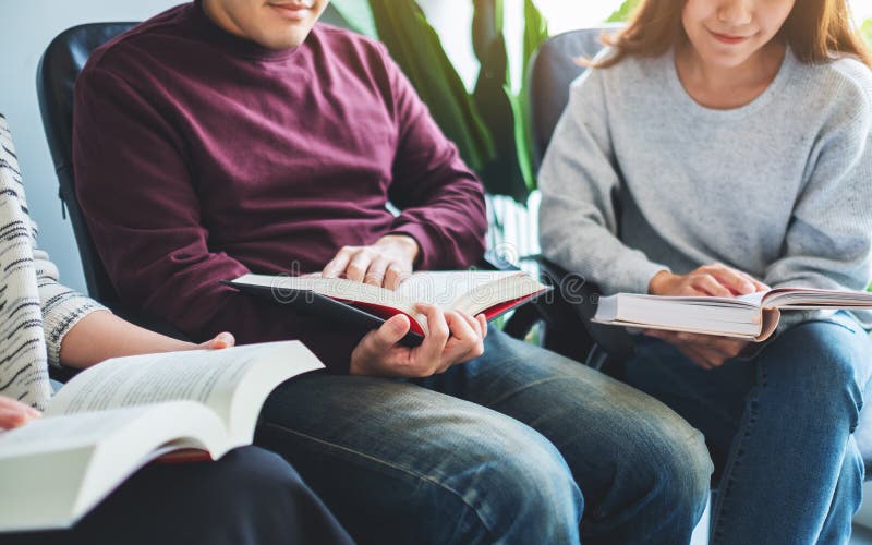 Group of Young People Enjoyed Reading Books Together Stock Image ...