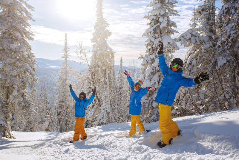 Group of Young People with Snowboard Stock Photo - Image of family ...