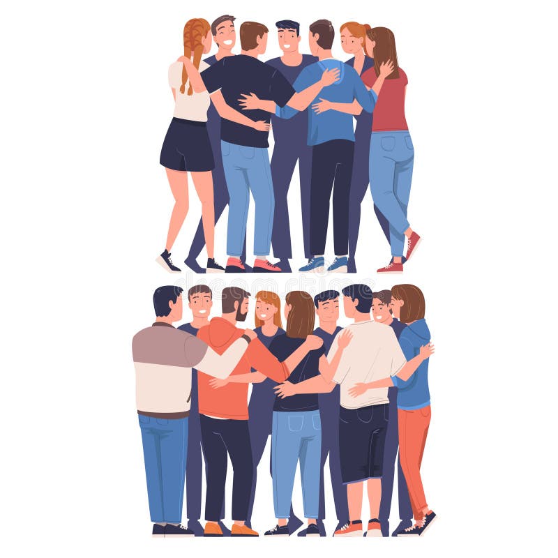 People Hugging Circle Stock Illustrations – 433 People Hugging Circle ...