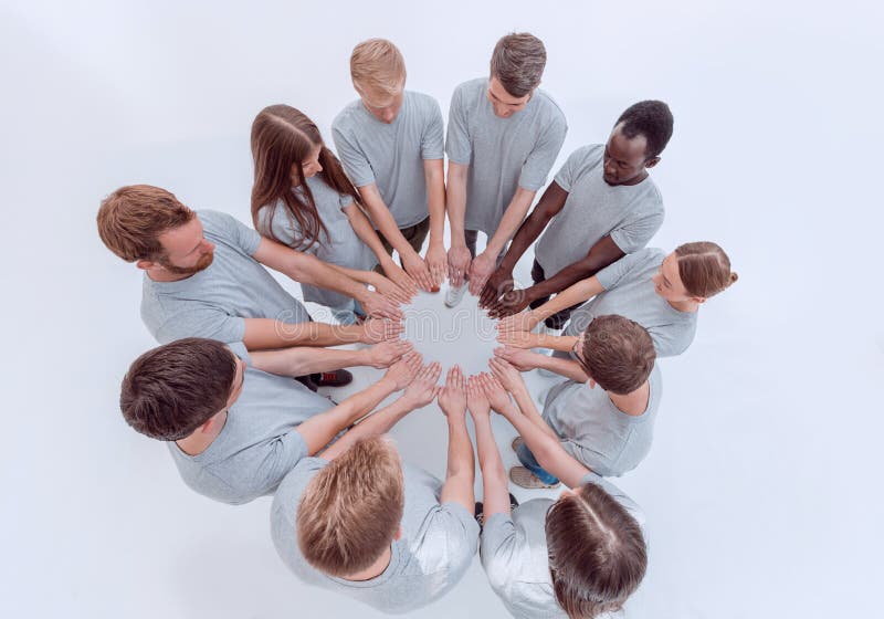 Group of Young People Standing with Open Palms Stock Image - Image of ...
