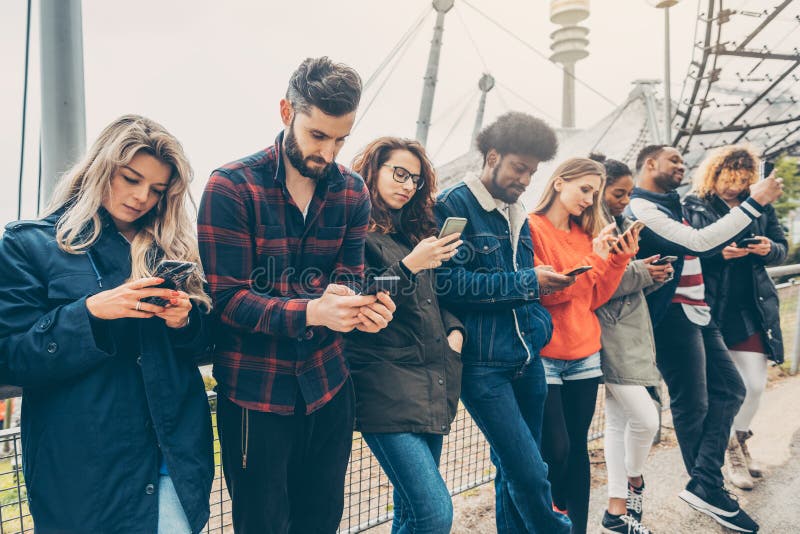 Group of Young People Staring on Their Phones Stock Image - Image of ...