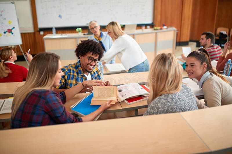 Group of Young People Study at the College Stock Photo - Image of ...