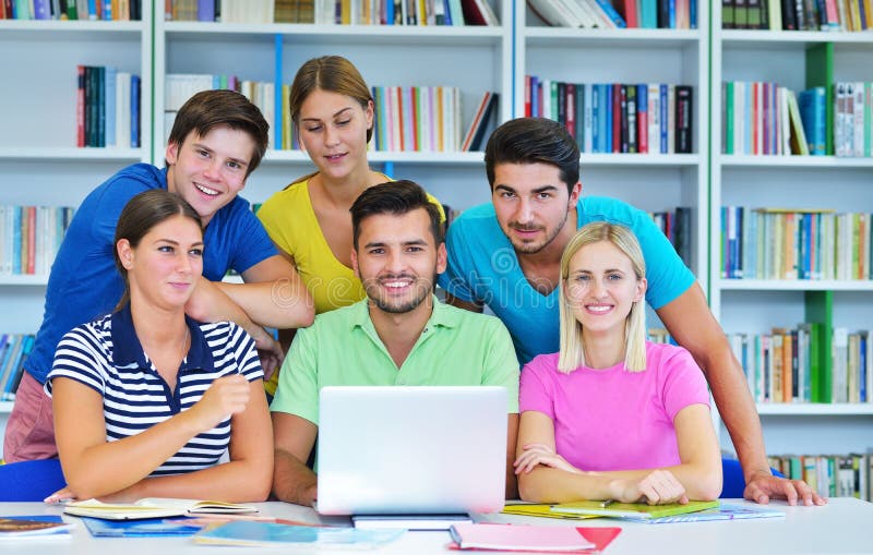 Group of Young People Studying at the Library Stock Image - Image of ...