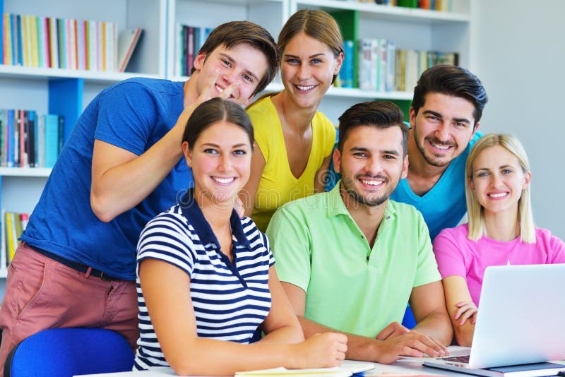 Group of Young People Studying at the Library Stock Image - Image of ...