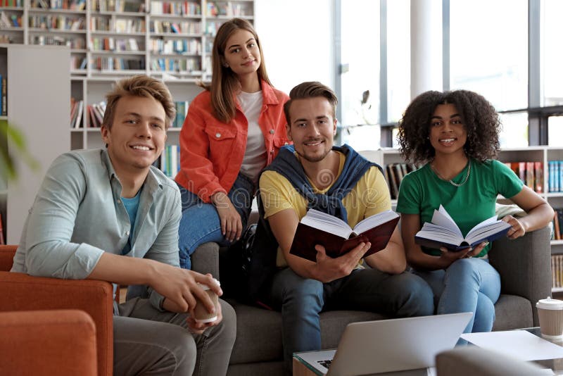 Group of Young People Studying at Table Stock Photo - Image of ...