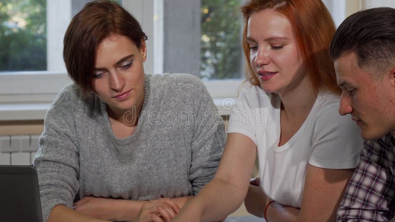 Group Young People Studying Together, Using Laptop at Class Stock Photo ...
