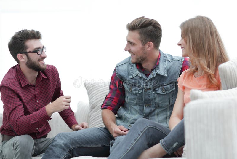 Group of Young People Talking Sitting on the Couch Stock Image - Image ...