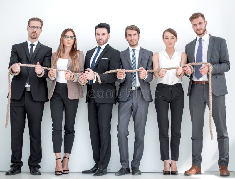 Group of Young People Tied with a Strong Rope Stock Photo - Image of ...