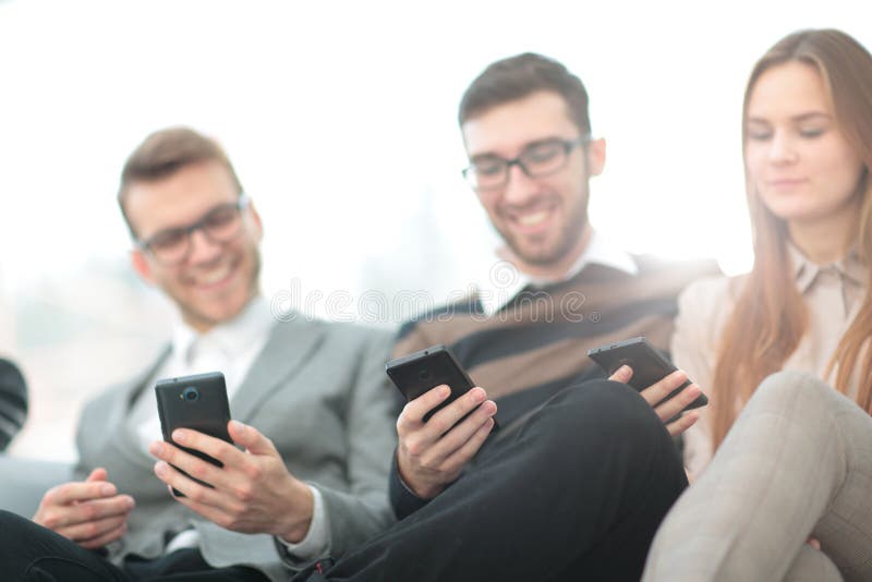 Group of Young People Use Their Phones Stock Image - Image of ...