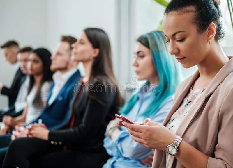 Group of Young People Waiting for a Casting or Job Interview Stock ...