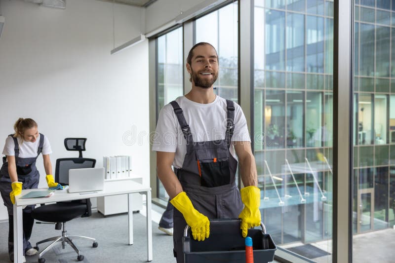Group Young People Working Cleaning Office Looking Busy Stock Photos ...