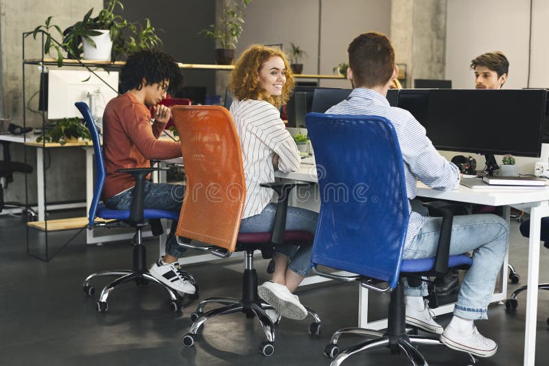 Group Of Young People Working On Computers At Office Image stock ...
