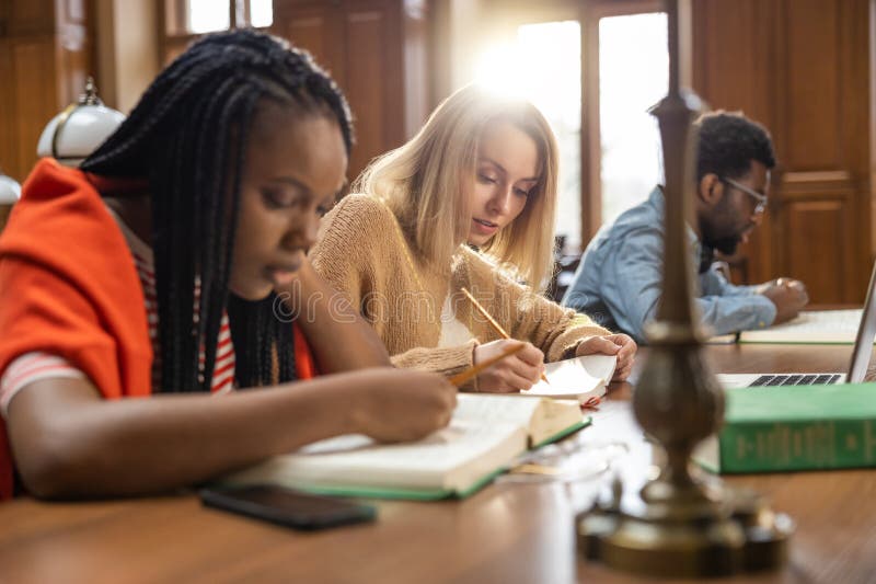 Group of Young People Working on the Project Together and Looking ...