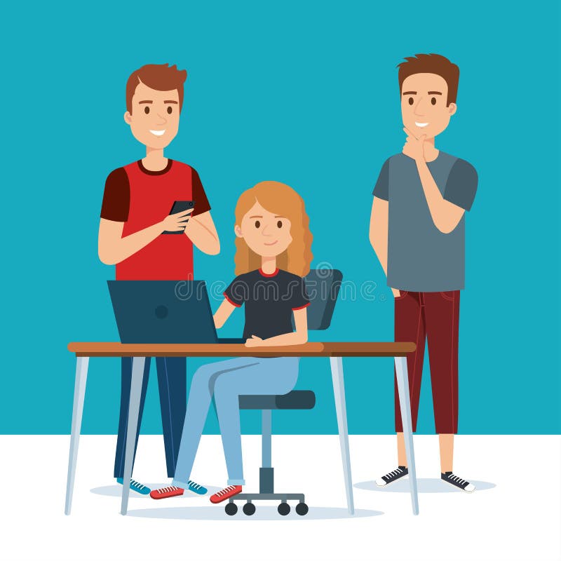 Group of Young People in the Workplace Avatars Stock Vector ...