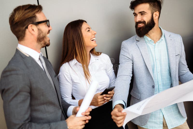 Group of Perspective Designers Discussing in Office Stock Photo - Image ...