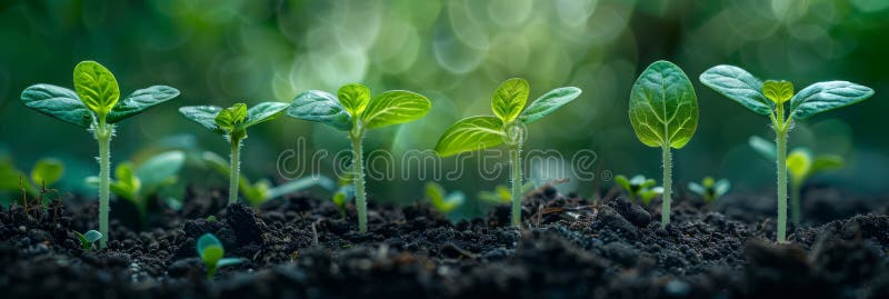 A Group of Young Plants Sprouting Out of the Ground Stock Photo - Image ...