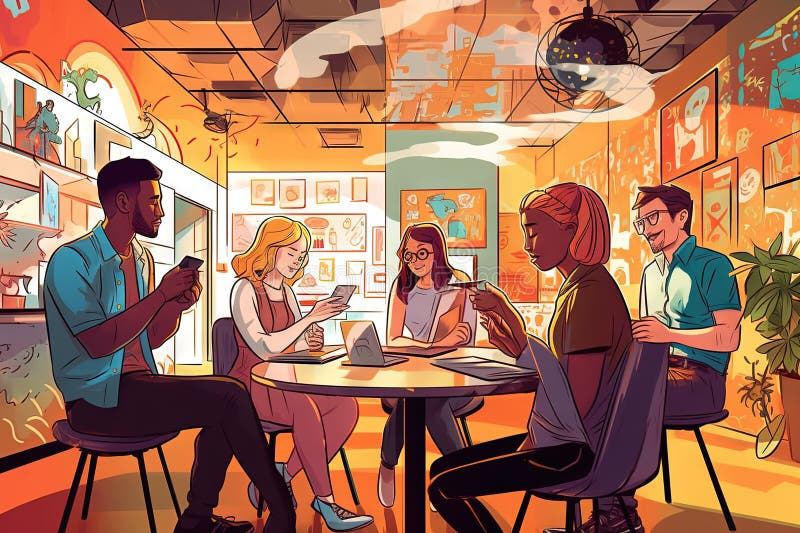 Group of Young Professionals Collaborating in a Modern Co - Working ...