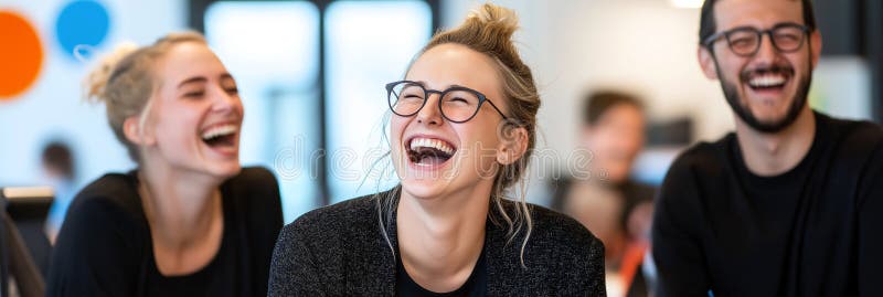 Group of Young Professionals Laughing and Smiling in Office Setting ...