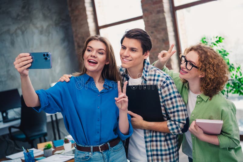 Group of Young Professionals Taking a Selfie in a Modern Office ...
