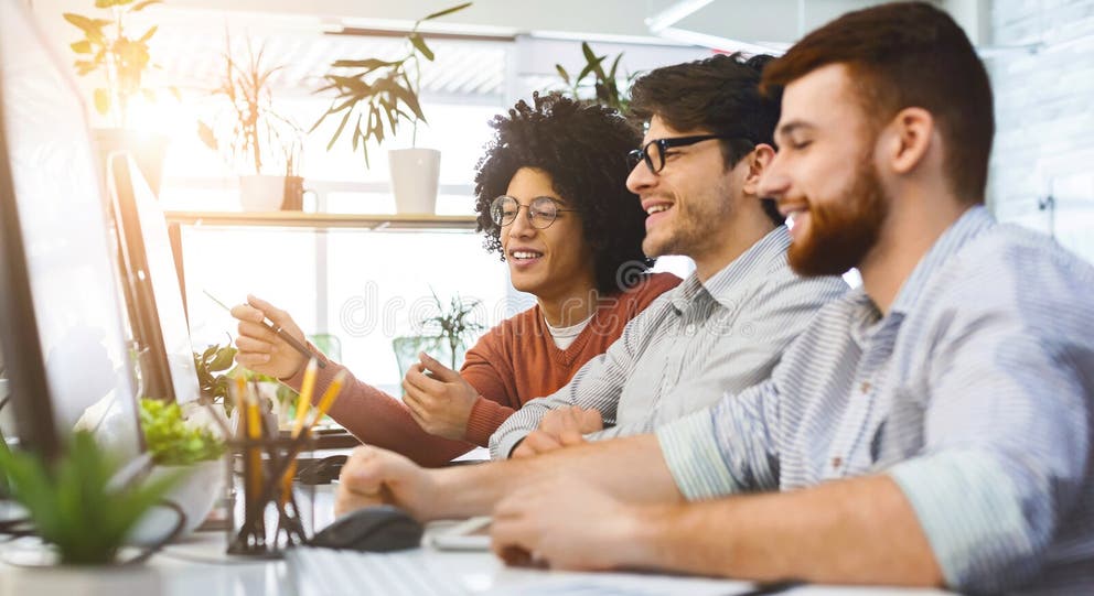Group of Young Programmers Developing Data Code Stock Image - Image of ...