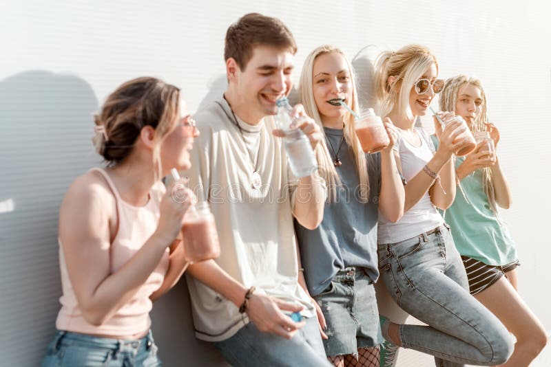 Group of Young Real People Friends Hanging Together and Having Fun ...