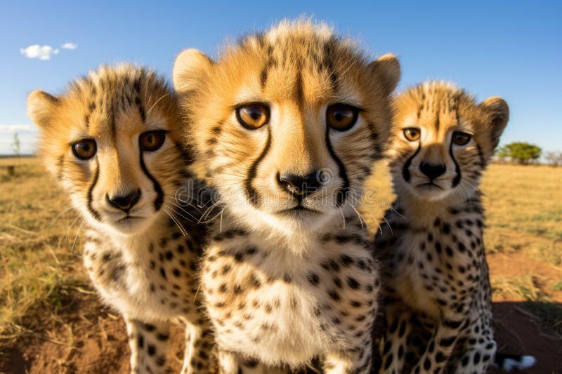A Group of Young Small Teenage Cheetahs Stock Illustration ...