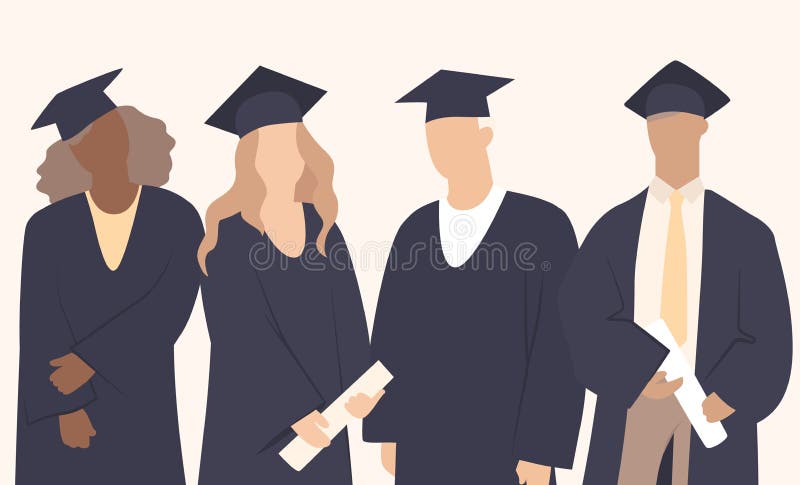 A Group of Young Students in an Academic Gown and Academic Cap ...