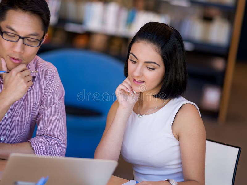 Group of Young Students at the Library Stock Image - Image of girl ...
