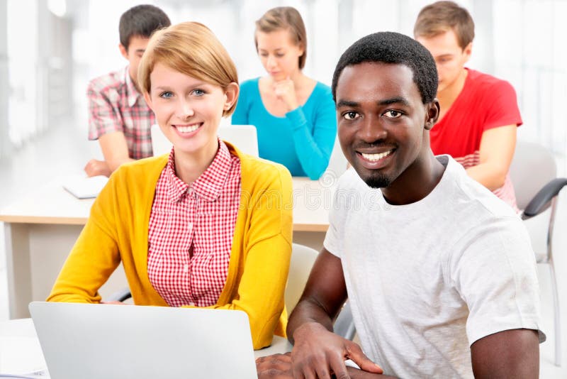 Group of Diversity College Students Learning on Campus Stock Image ...