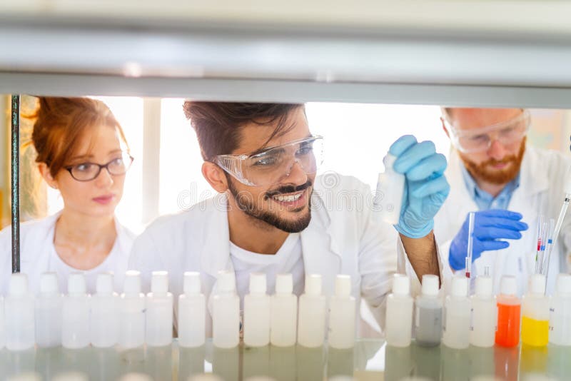 Group of Students Working at the Laboratory Stock Image - Image of ...