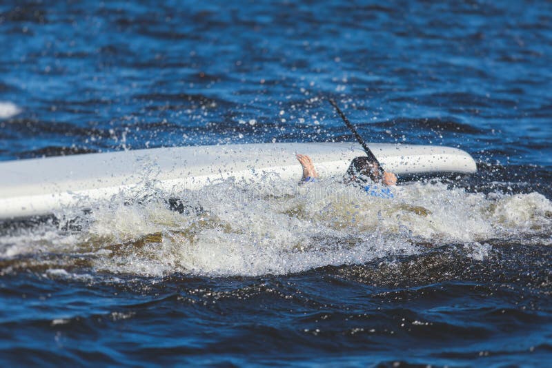 Group of Young Sup Surfers Fall from SUP Stand Up Paddle Board, Women ...