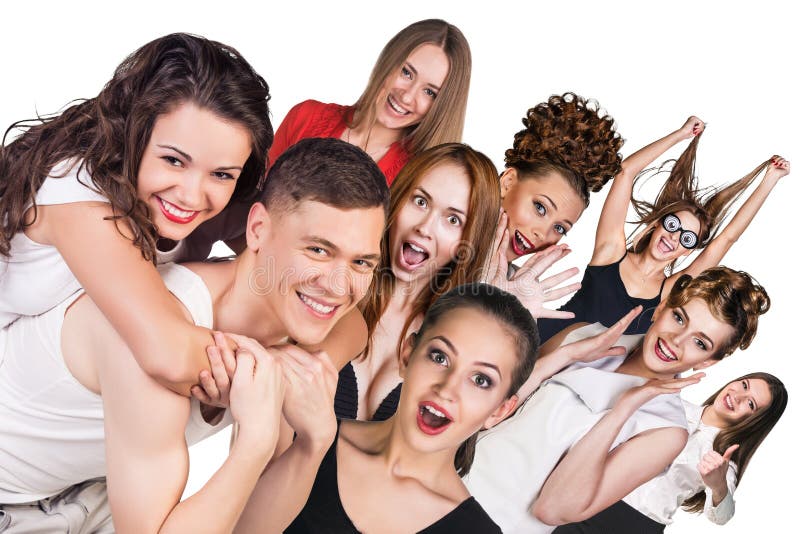 Group of Young Surprised People Stock Image - Image of cheerful, girl ...