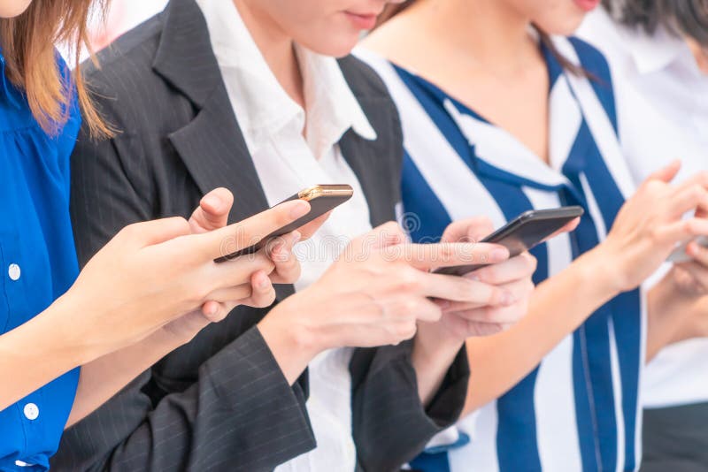 Group of Woman Using Digital Tablet Mobile Phone Stock Photo - Image of ...