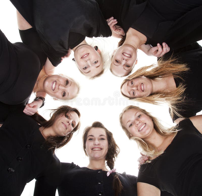 Group of Women on Chairs in a Line Stock Image - Image of making ...