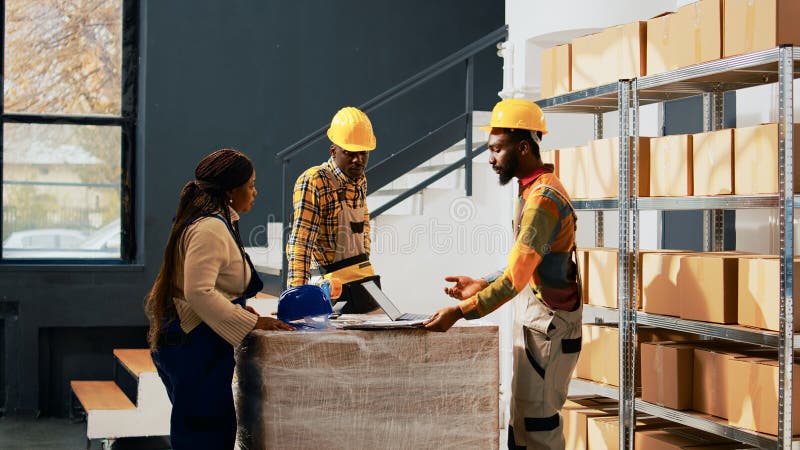 Group of Young Workers Putting Products in Boxes Stock Photo - Image of ...