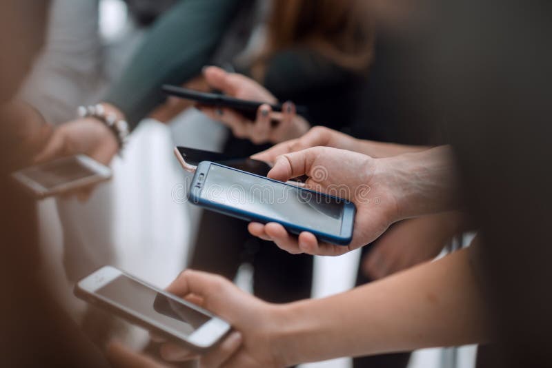 Group of Youth with Smartphones Sitting in a Circle Stock Image - Image ...