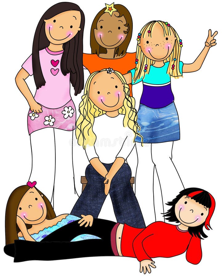 Groupe de fille illustration stock. Illustration du groupe - 10544837