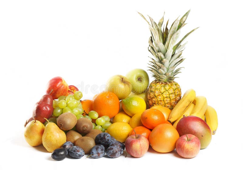 Groupe De Fruit Sur Le Fond Blanc Image stock - Image du vitamine ...
