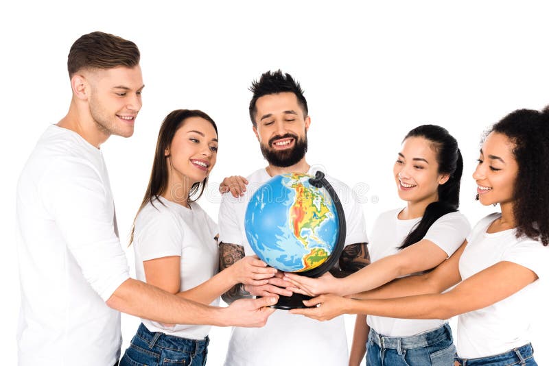 Groupe Multi-ethnique Des Jeunes Jugeant Le Globe D'isolement Image ... Groupe Multi-ethnique Des Jeunes Jugeant Le Globe D'isolement Image ...