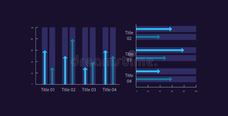Grouped Arrows Infographic Chart Design Template Set for Dark Theme ...
