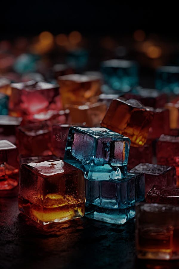 Grouped Ice Cubes of Different Colors Melting Stock Illustration ...