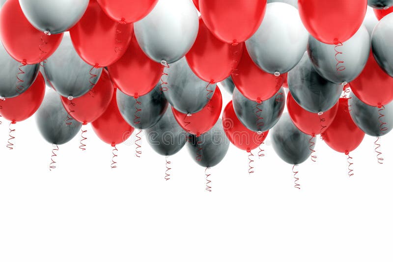 Grouped Blue Helium Balloons With Ribbons On White Stock Image Image