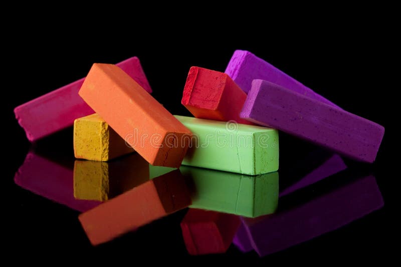 Grouping of Coloured Chalk Sticks on Black Backgro Stock Photo - Image ...