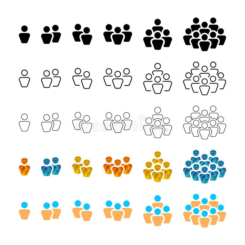 Grouping People Vector Icon Set. Multiple Style of People Vector Icon ...