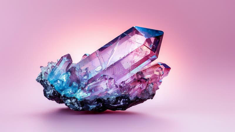 A Grouping of Pink and Blue Crystals Atop a Pink and Purple Backdrop ...