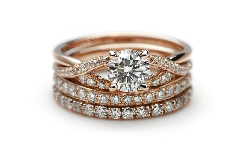 Grouping Stack of Diamond Wedding Engagement Rings Stock Image - Image ...