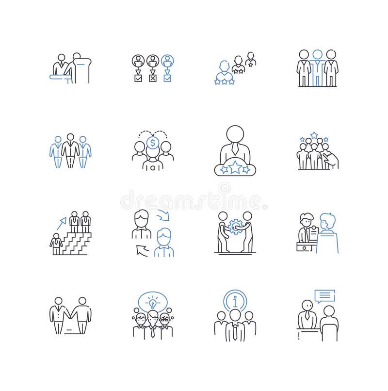 Groupmates Line Icons Collection. Collaboration, Unity, Support, Trust ...