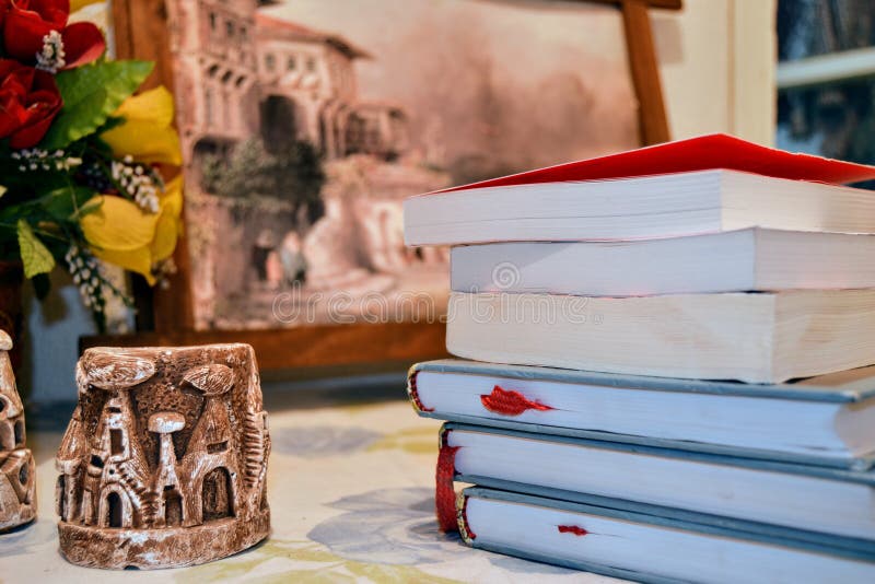 Groups of Books Blurred Background. Back To School Concept. Stock Photo ...