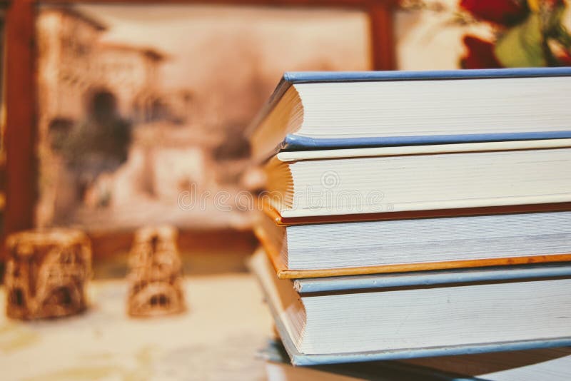 Groups of Books Blurred Background. Back To School Concept. Stock Photo ...