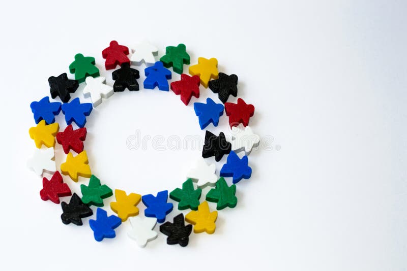 Groups of Colorful Meeples in Circle Isolated on White. Colorful Round ...